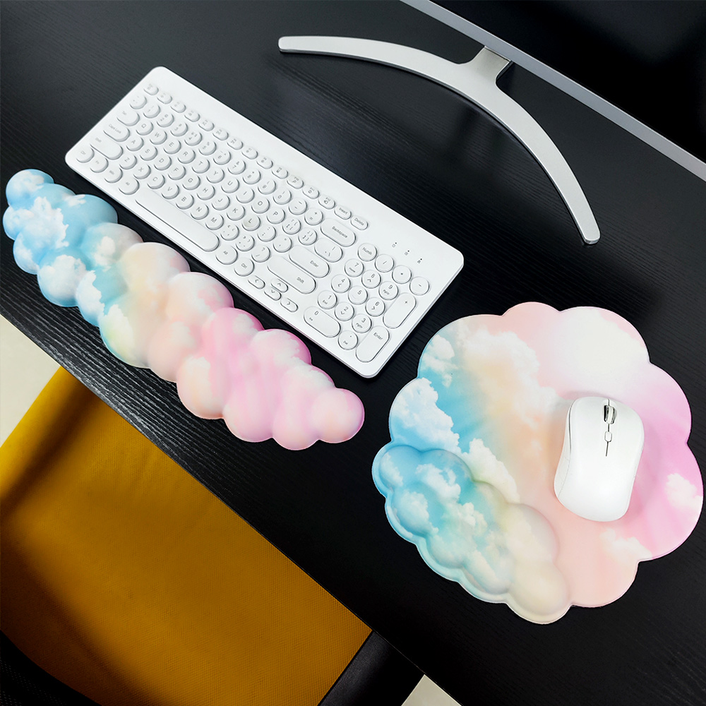 ISETTA 3PCS Cloud Keyboard Wrist Rest Set, Ergonomic Anti-Slip Computer ...