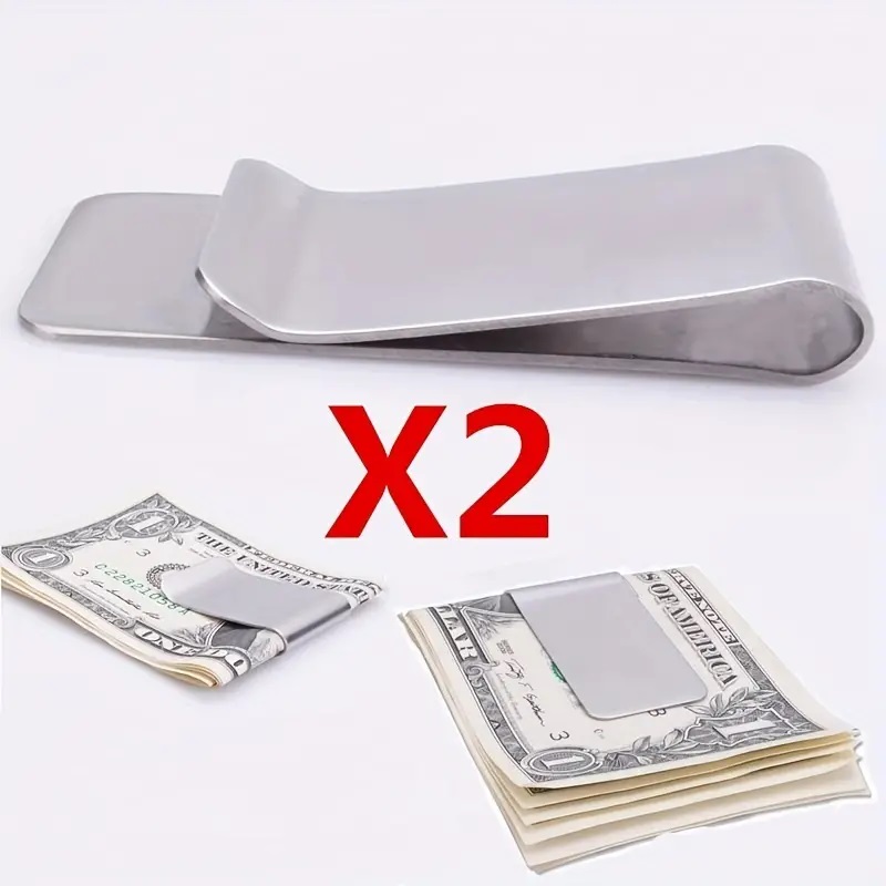 1/2 pcs Men's Stainless Steel Money Clip & Card Holder - Minimalist ...