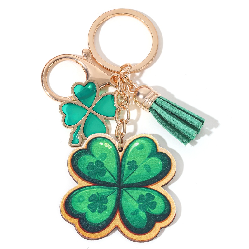 Classic Four Leaf Clover Wooden Keychain For Women Men Handmade Jewelry ...