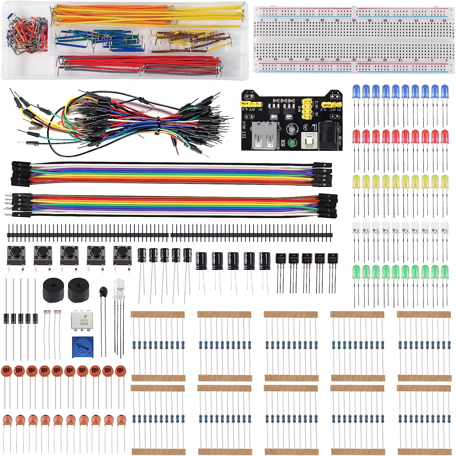 DIY Electronic Breadboard Component,Electronic Fun Kit with 830 Tie Point Breadboard,Bundle ...