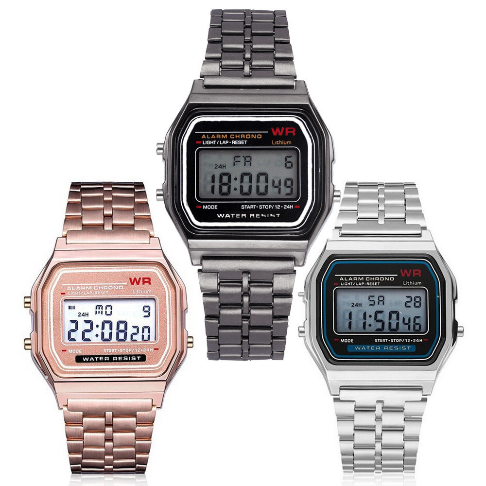 The latest trendy LED digital watch is the WR F91W steel band model ...
