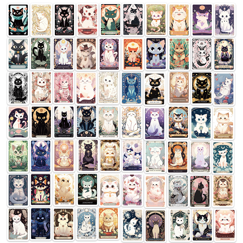 78Pcs Cute Cat Tarot Series Graffiti Stickers for Suitcases Mobile ...