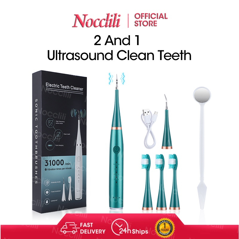 Nocclili 2 and 1 Ultrasonic Electric Teeth Cleaner Dental Scaler Teeth Whitening Tartar Removal ...