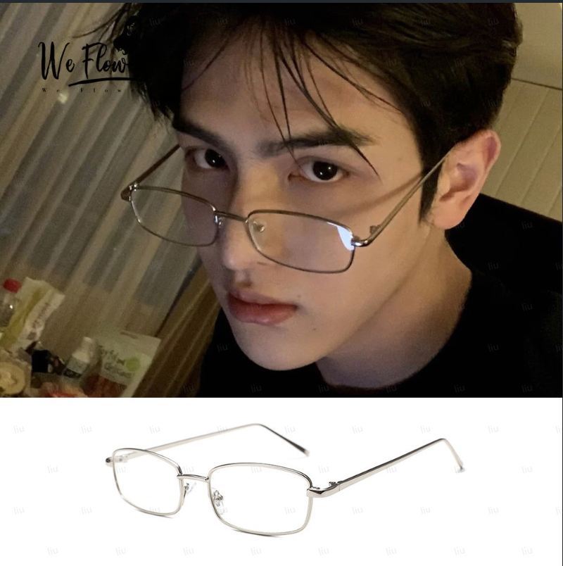 Golden Glasses Rectangular Narrow Frame Boys Girls Flat Glasses Anti ...