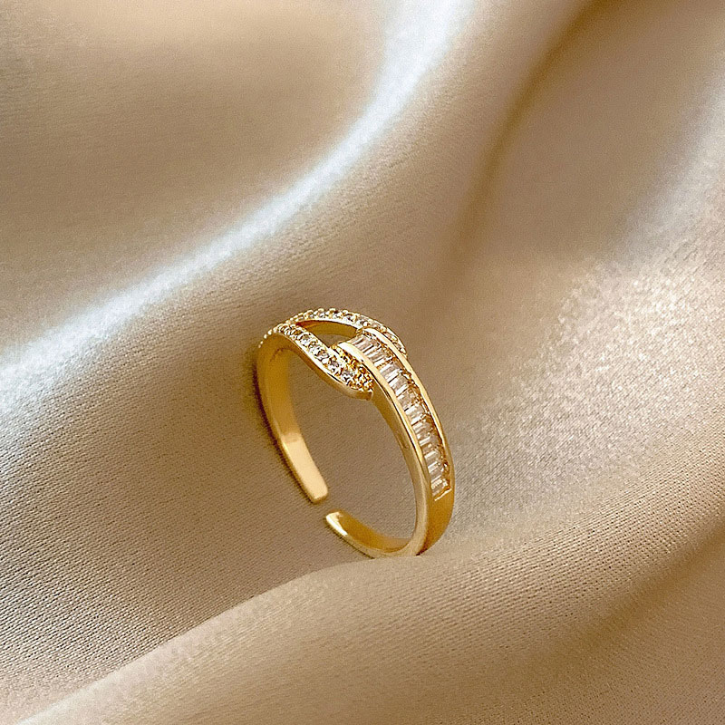 New Fashion Design Style Open Ring Female ins Style Micro-Inlaid Zircon ...