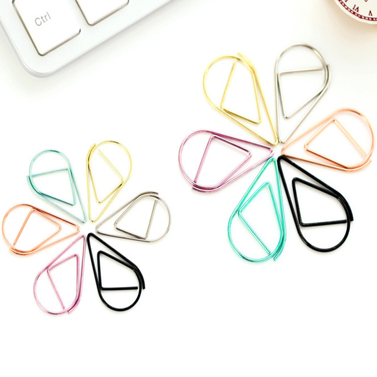 Fresh Simple Water Drop Shape Paper Clip Cute Metal Bookmark Music Pin ...