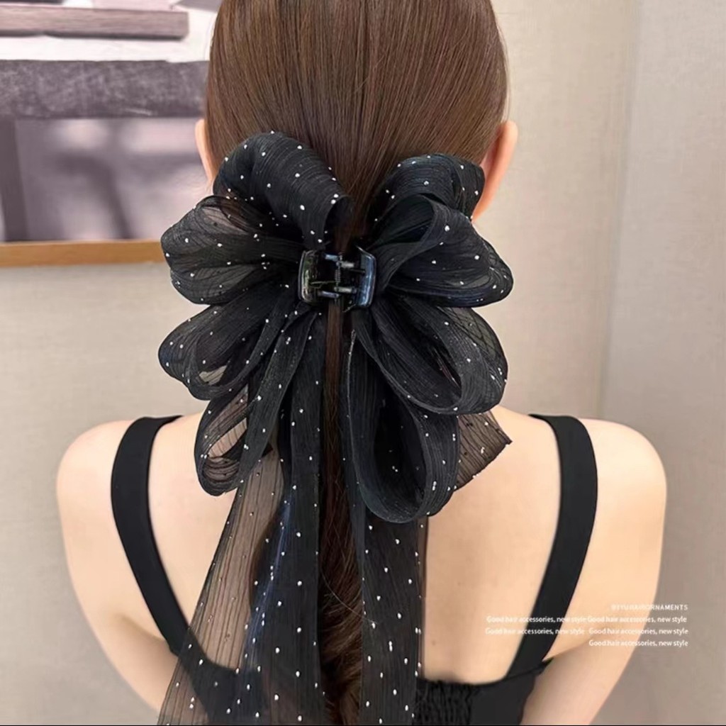 1pcs Gypsophila Super Fairy Bow Hair Clip Streamer Grab Clip Back Head ...