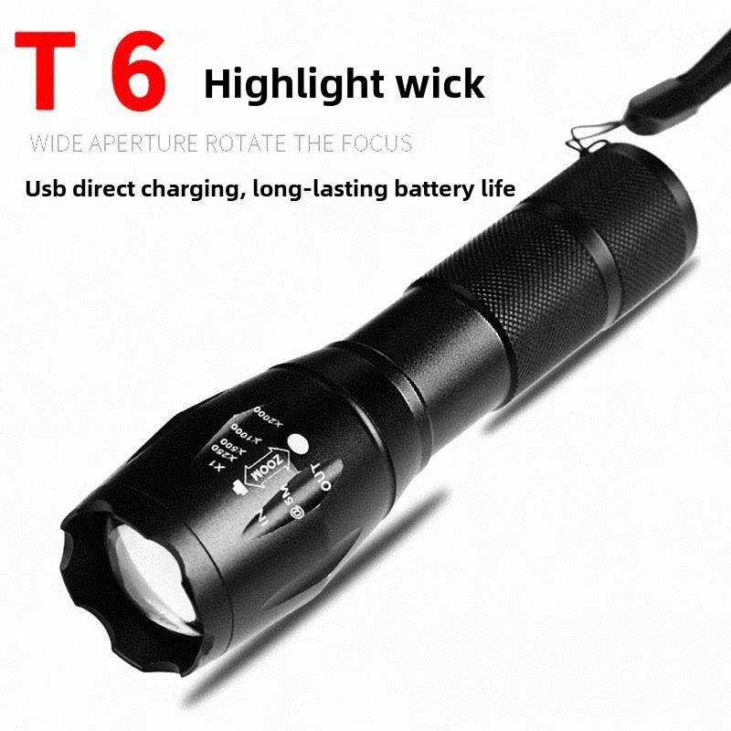 New USB Rechargeable Strong Light Flashlight Portable High Power Long ...