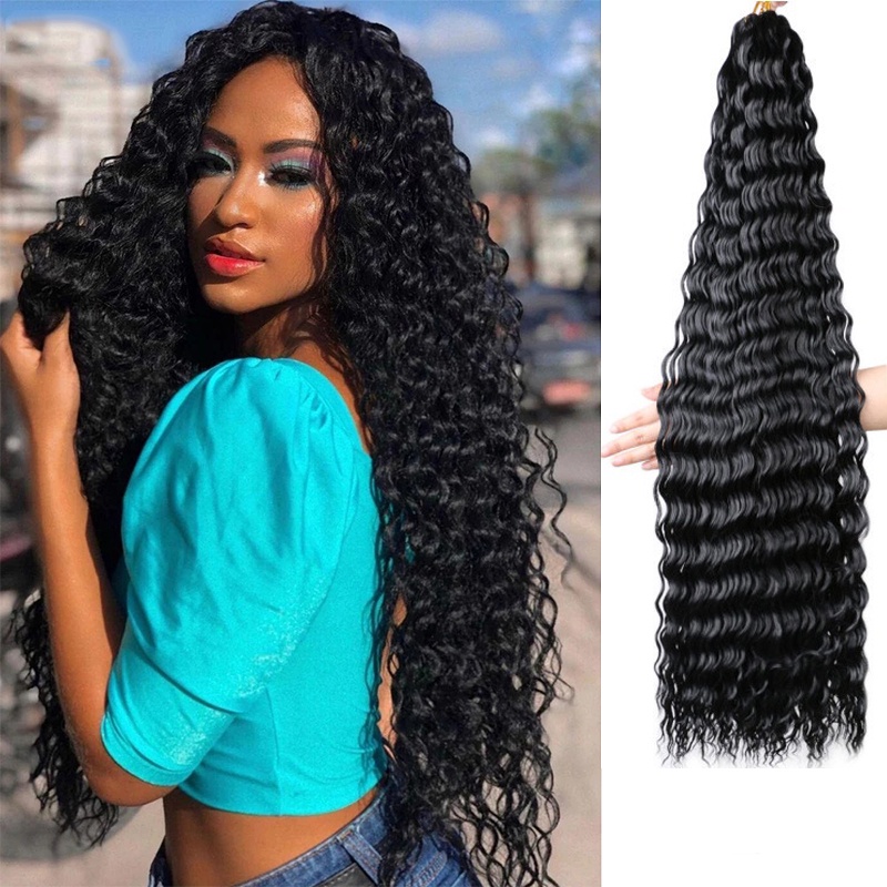 30-Inch Long Wavy Curly Crochet Hair Extensions - Pink/Black/Grey ...