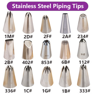30 Style Large Piping Tips 1M# 2D# 6B# 195# 1B# Stainless Steel Icing ...