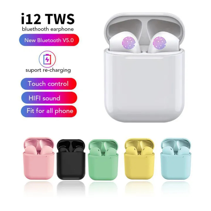 Macaron Color i12 Bluetooth TWS Earphones Wireless Earbuds Build-in Mic ...