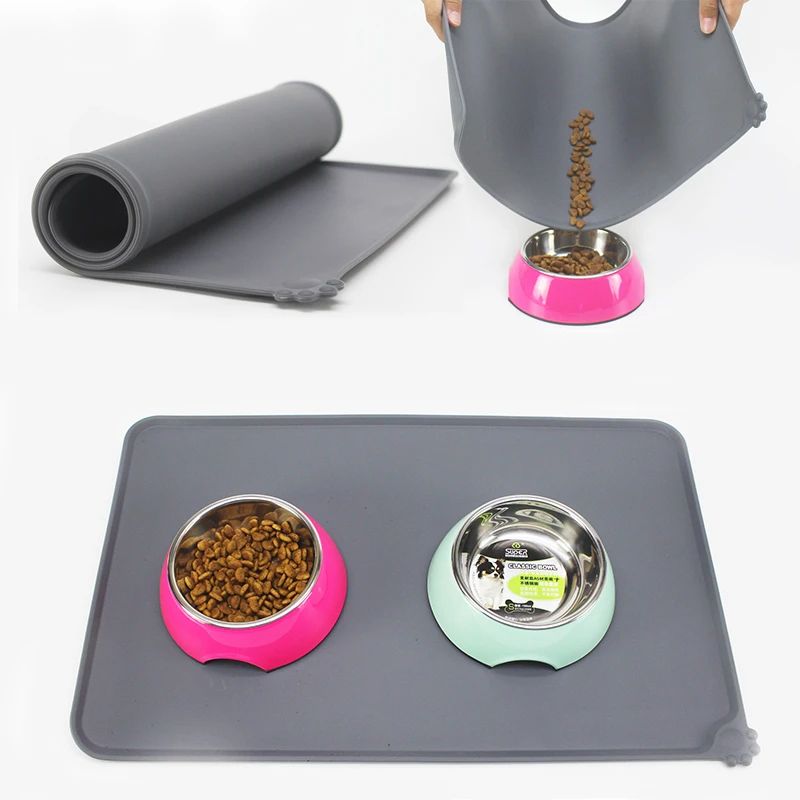 New Waterproof Pet Mat For Dog Cat Solid Color Silicone Pet Food Pad ...