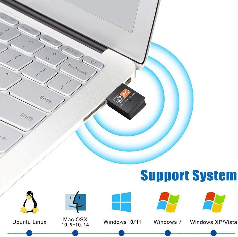 New Dual Band USB WiFi Adapter 600Mbps 2.4GHz 5GHz Wireless Network ...