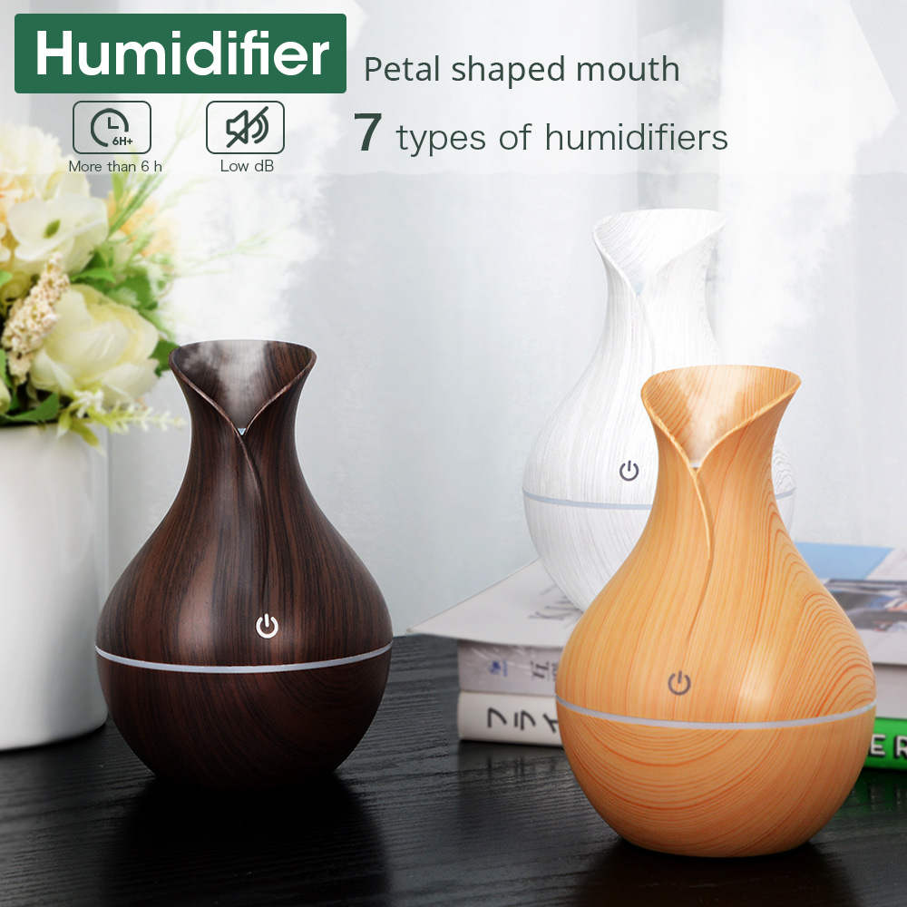 Creative wood grain humidifier LDE Seven-color atmosphere Light ...