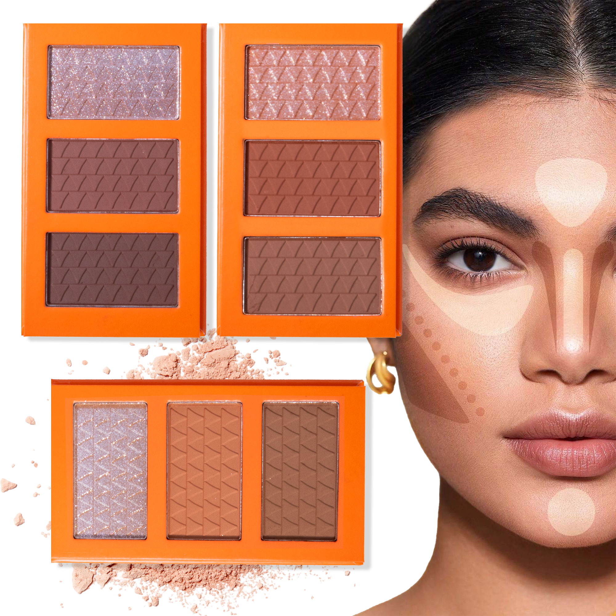 3-Color Highlights and Contouring Palette With Built-in Mirror ...