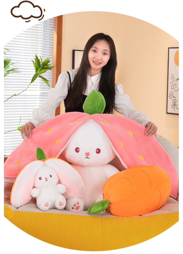 Trendy New 35-48cm Transformed Strawberry Rabbit Plush Toy - Little ...