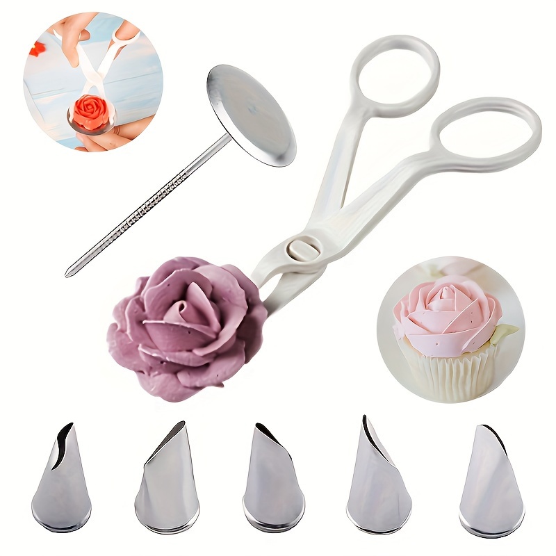 7pcs Cake Decorating Tool Rose Decorating Nozzle Decorating Scissors ...