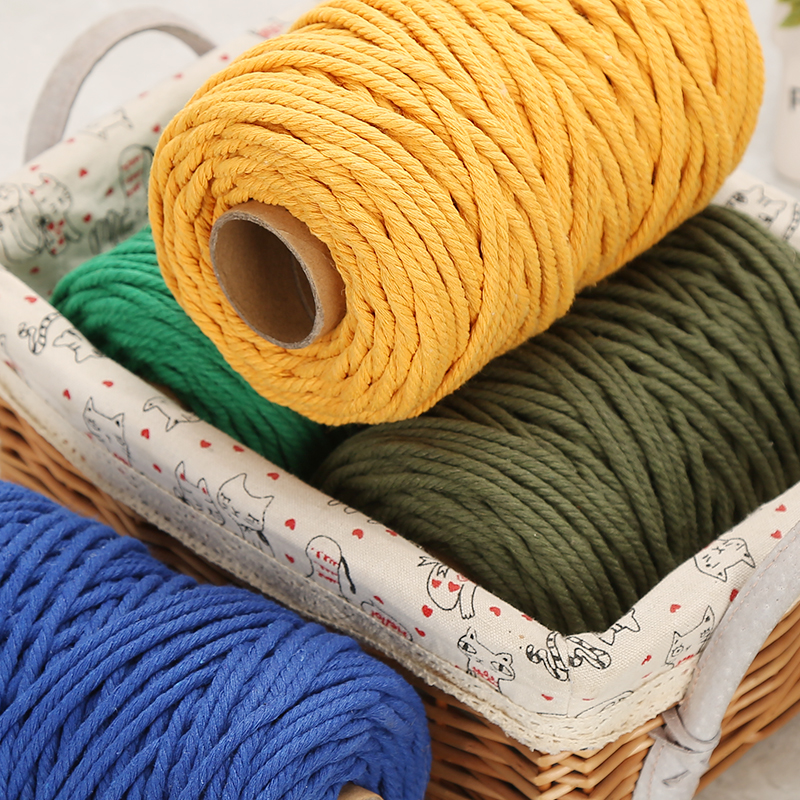 4mm 100m Colorful Cotton Thread Rope Handmade DIY Braided Polyester ...
