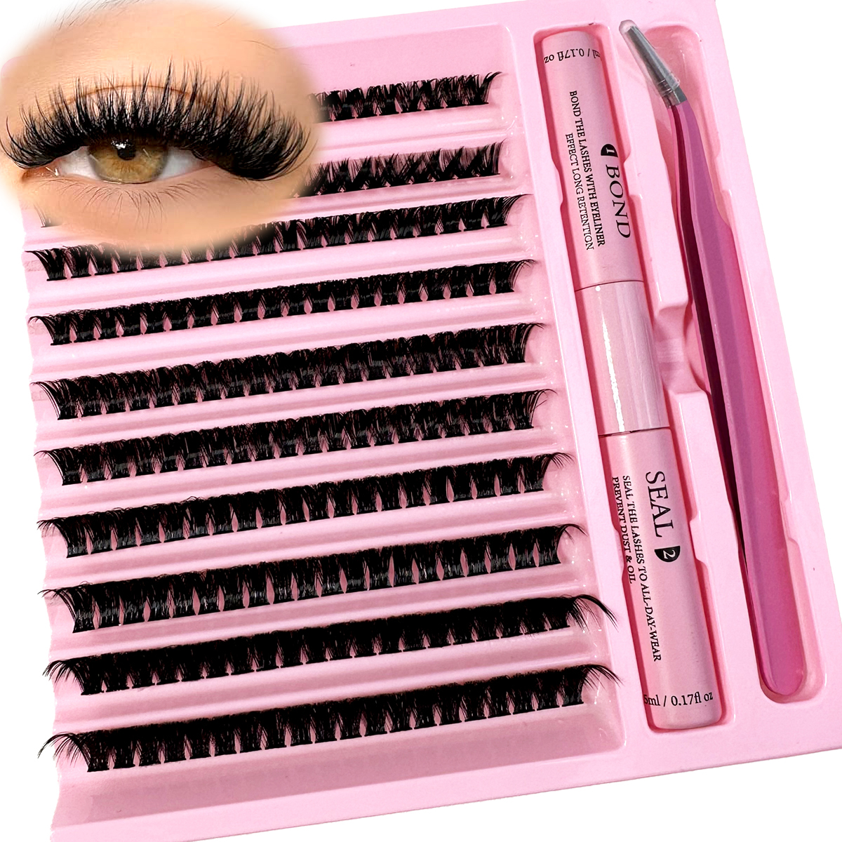1 Set 8-16Mm Diy Full Eyelash Kit With Eyelash Stickers And Seals ...