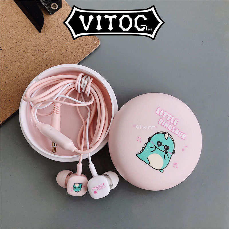 Vitog new in ear headphones with 3.5mm microphone jack cartoon dinosaur ...
