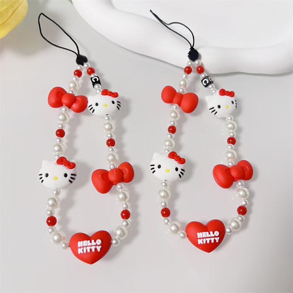 Mobile Phone Pendant Silicone Cat Mobile Phone Beads Acrylic Pearl ...