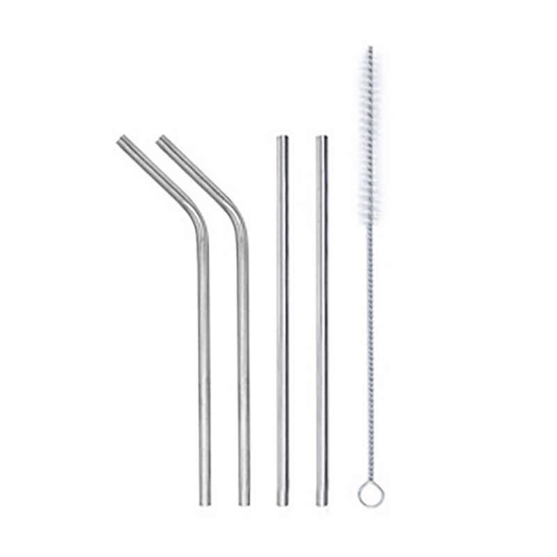 Stainless Steel Straw Set – Reusable Straight & Curved Straws with Cleaning Brush, Eco-Friendly ...