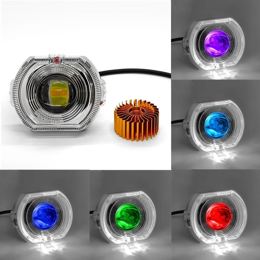 1pcs Car Motorcycle Headlight LED Angel Devil Eyes Headlight Projector ...