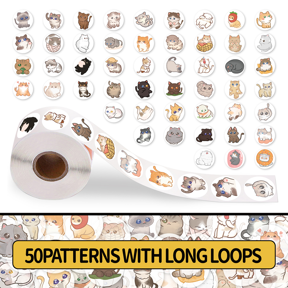 200Pcs Gentle Cat Roll Sticker Series Graffiti Stickers for Suitcases ...