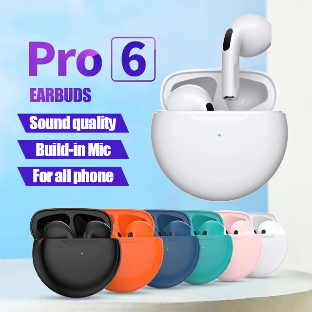 Pro6 Wireless Earphones 7 Colors Build-in Mic Earbuds Hi-Fi Sound ...