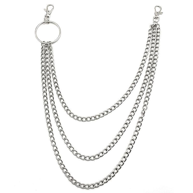 3 Layer Long Metal Belt Chain Rock Punk Hook Long Pants Waist Chain ...