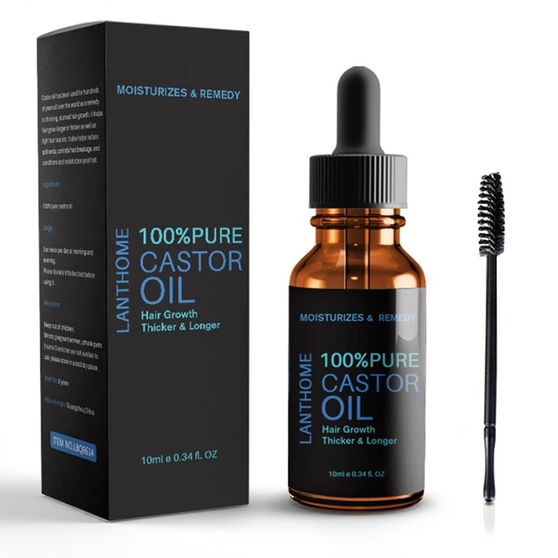 LANTHOME Castor Oil Hair Eyebrow Eyelash Growth Essence Natural Plant ...