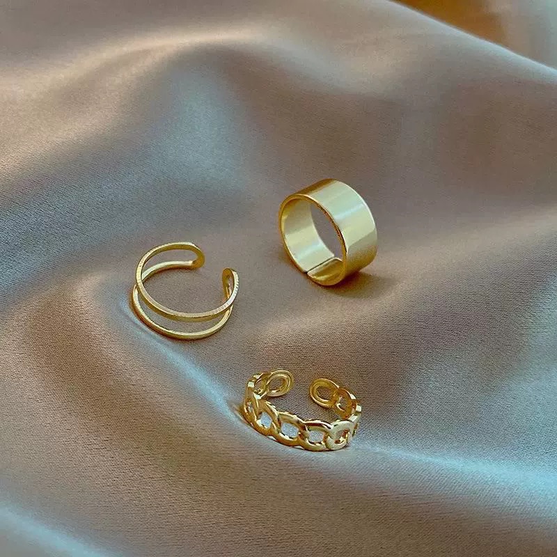 Original Design Titanium Steel Hip-Hop Ring three-piece Set Silver ...