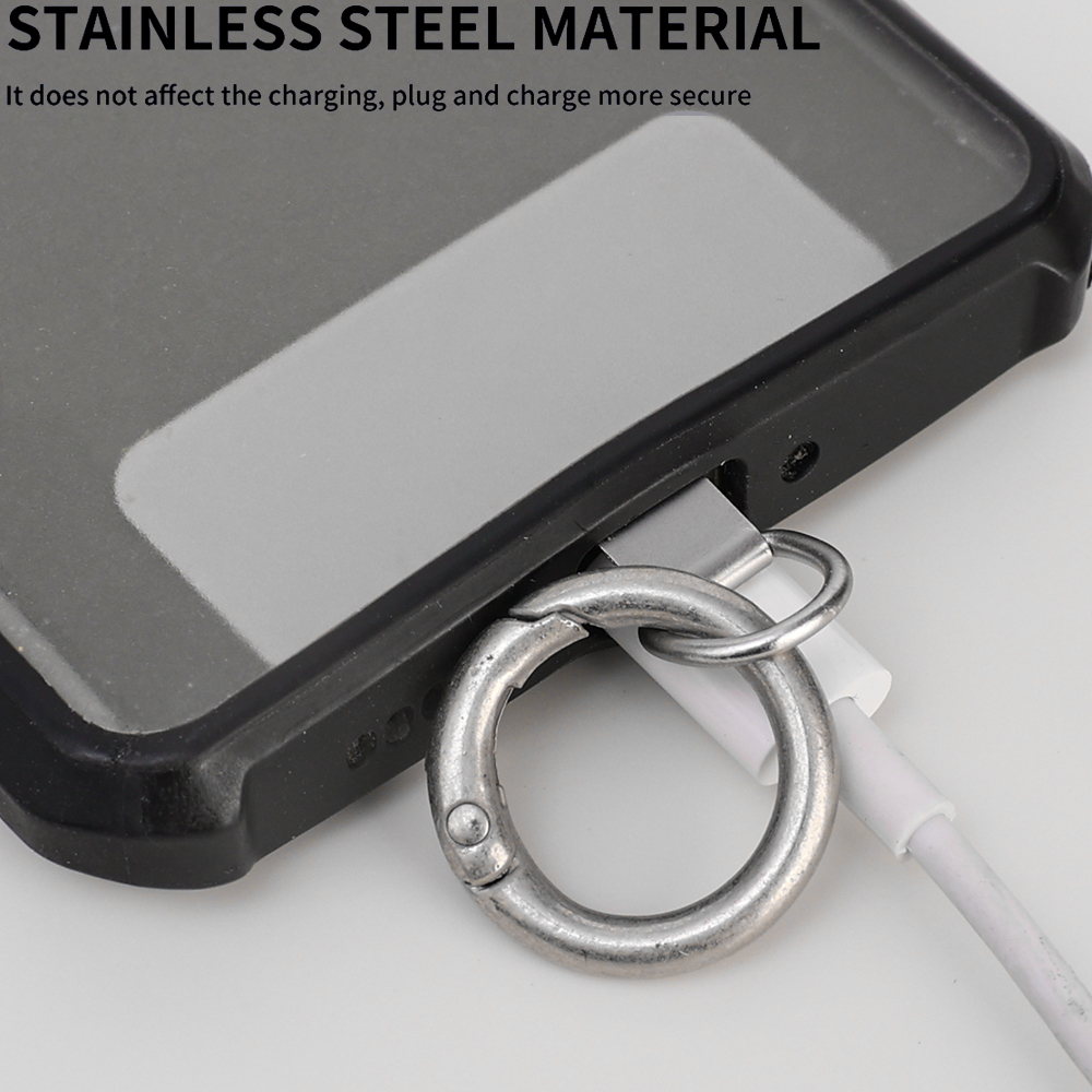 Stainless Steel Phone Lanyard Pads with Metal Rings Universal Phone ...