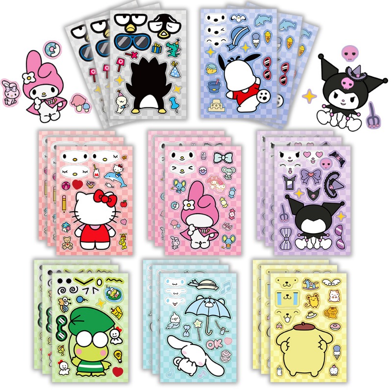 8pcs/set of Toy Puzzle Stickers Cartoon Characters, Make A Face ...
