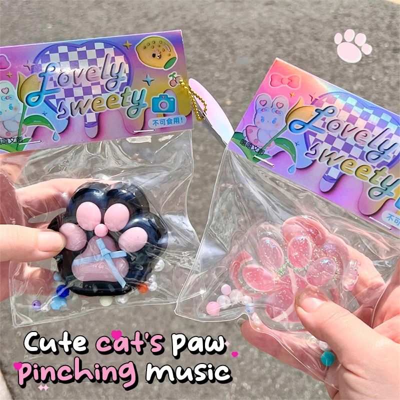 Cartoon Pearl Cat Claw Squeeze Pinching Transparent Toy Cute Cat Paw ...