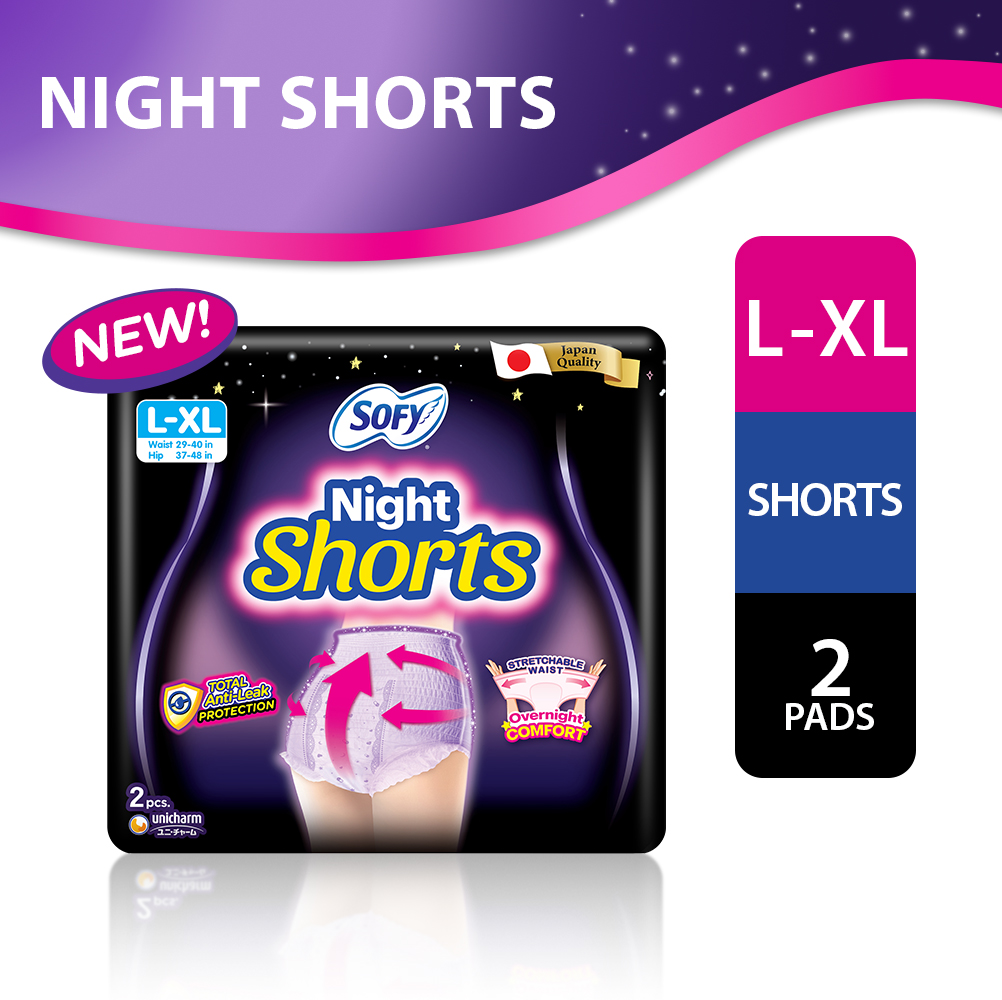 SOFY Night Shorts Sanitary Protection Pants Large - XL 2 pcs | Shopee ...