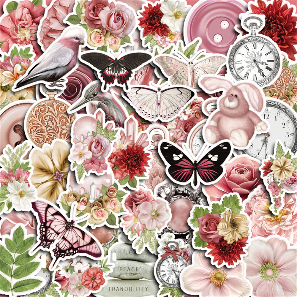 50pcs Pink and Daisy Colors Stickers Diy Computer Washi Scrapbooking ...