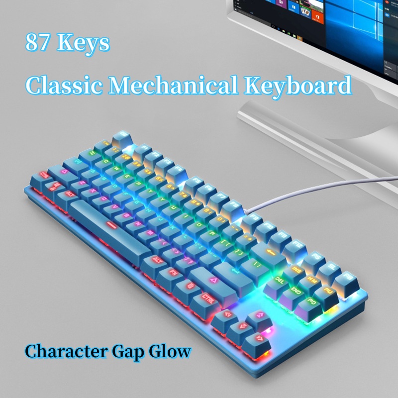 87 Keys True Mechanical Keyboard Wired Office Gaming Computer ...