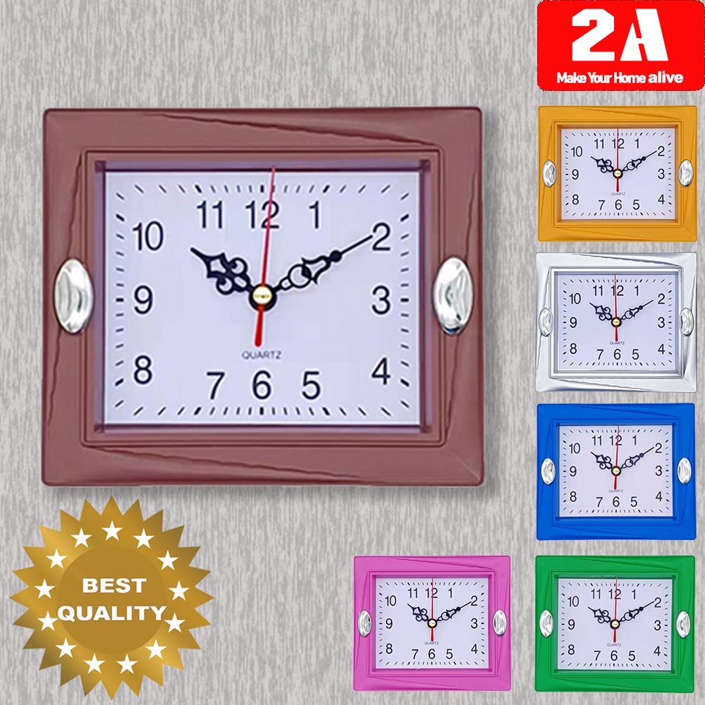 2A 5-Inches Small Colored Square Wall Clock with Stand / Desk Clock ...
