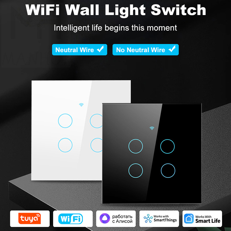TUYA WIFI Wall Light Switch Intelligent Timing Setting Voice Control ...