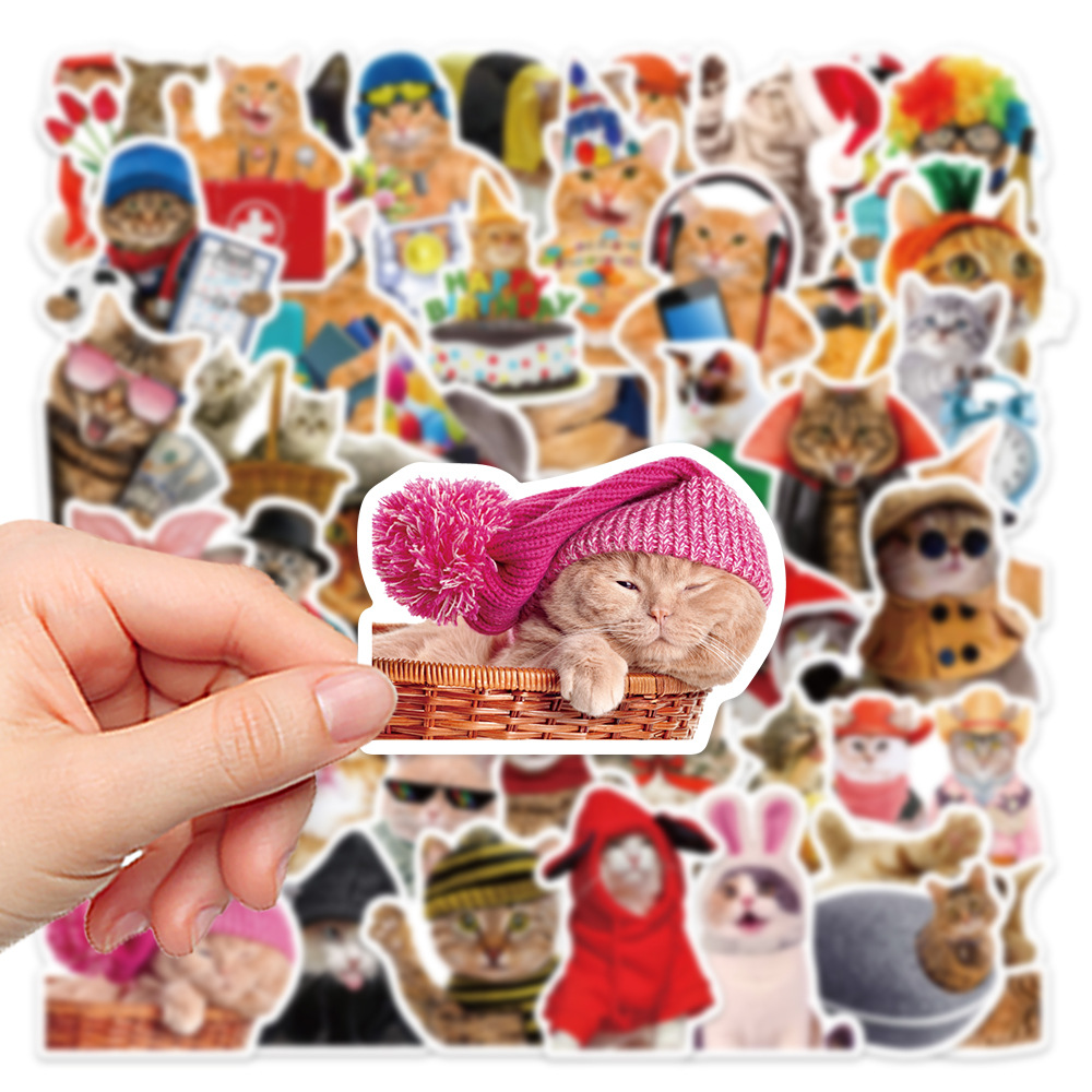 50Pcs Cats Wearing Hats Series Graffiti Stickers for Suitcases Mobile ...