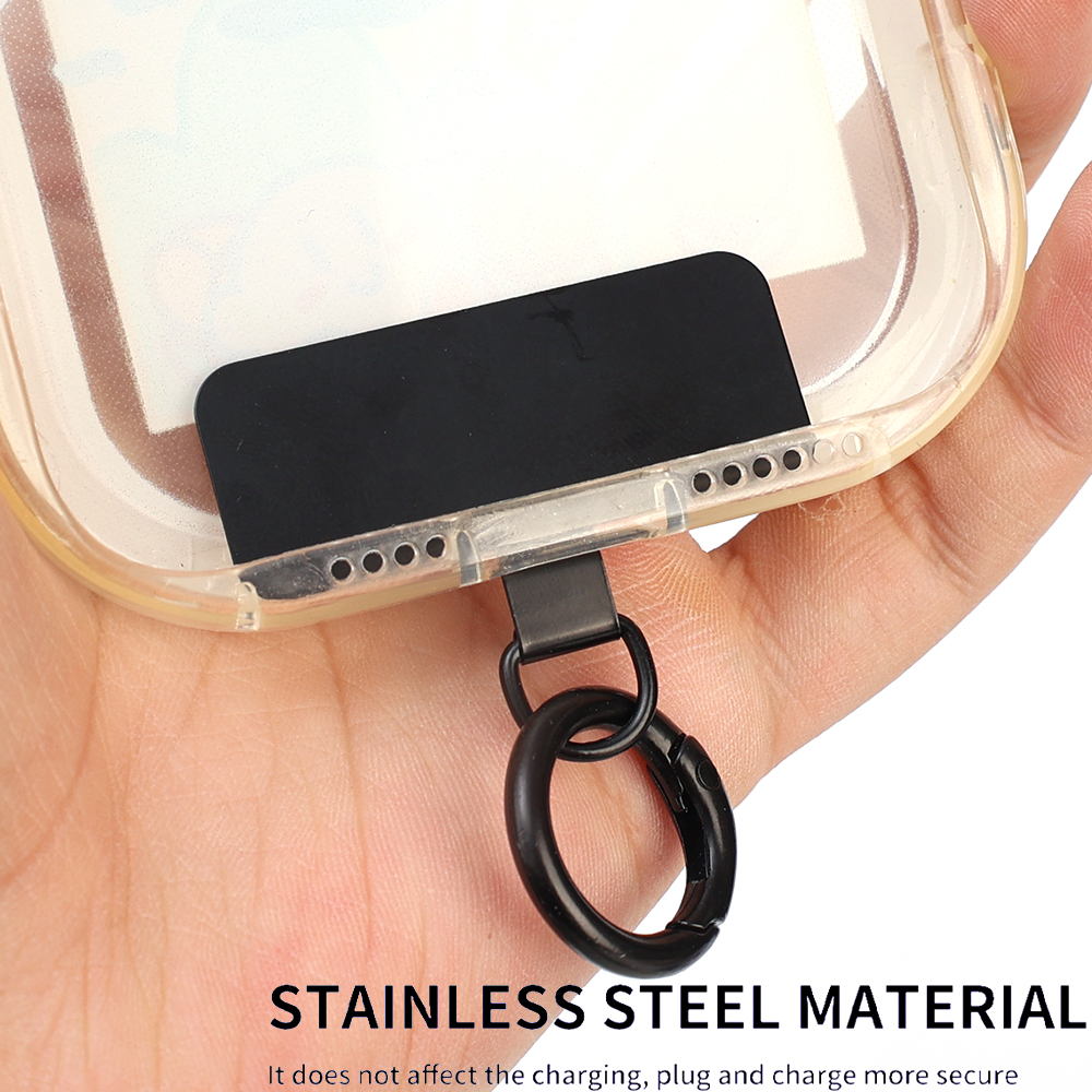 Stainless Steel Phone Lanyard Pads with Metal Rings Universal Phone ...