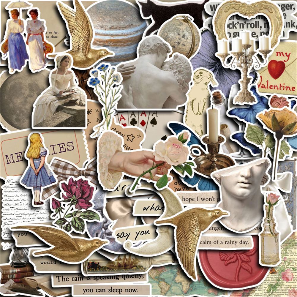 50pcs Retro Art Creative Stickers Diy Computer Washi Scrapbooking ...