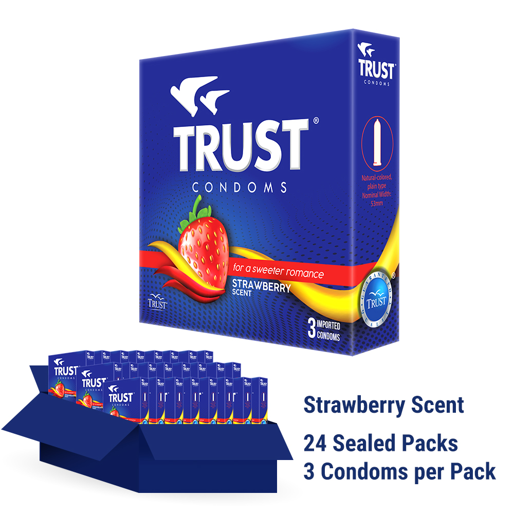Trust Condoms Strawberry Scent by 3's, 24 packs | Shopee Philippines