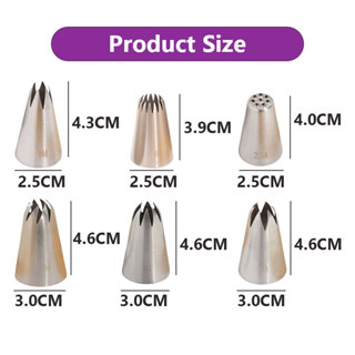 30 Style Large Piping Tips 1M# 2D# 6B# 195# 1B# Stainless Steel Icing ...