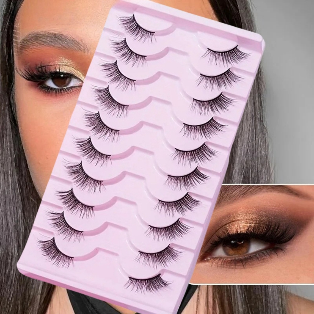 Half Eey Lashes 10 Pairs Brand New Faux Mink Eyelashes Natural False ...