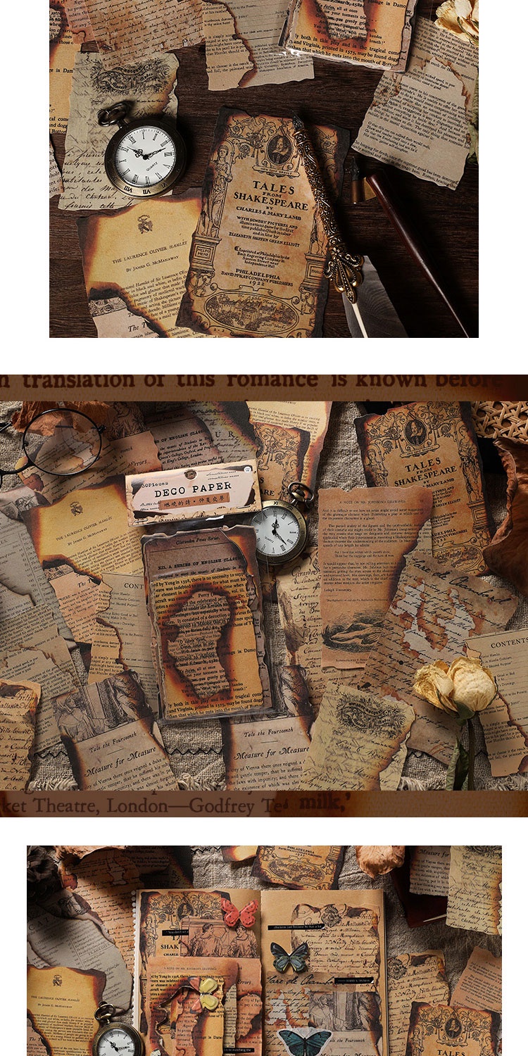 30 Pcs Burning Poems Series Vintage Journal Material Paper Scrapbooking ...