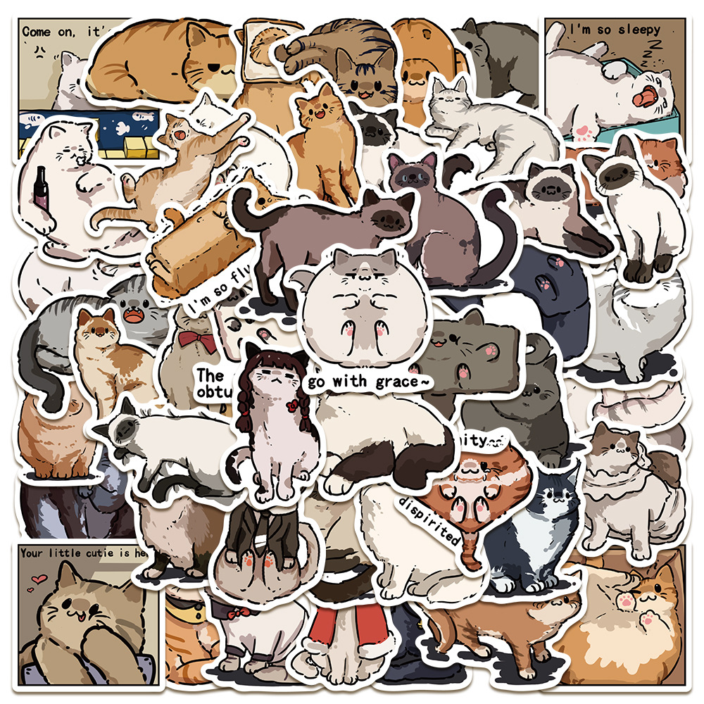 50Pcs Encountering Cats Series Graffiti Stickers for Suitcases Mobile ...
