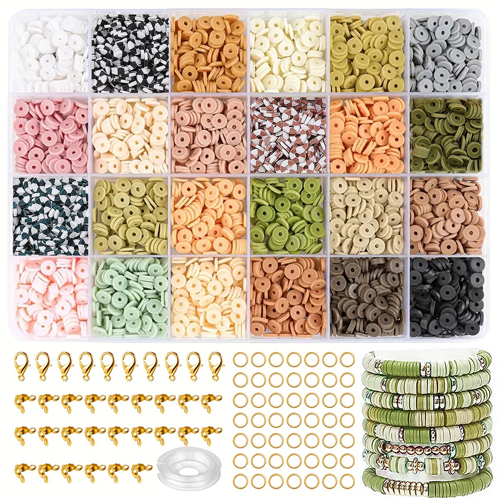 2400pcs Clay Beads Set for DIY Bracelet Making Kits, 24 Colour Polymer ...