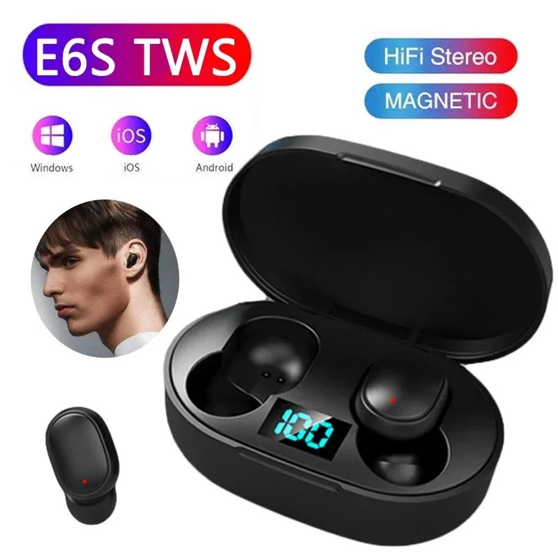 E6S TWS Wireless Bluetooth 5.0 Earphone Music Stereo Headset New Sport ...